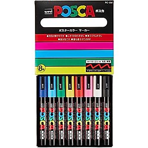 Mitsubishi Pencil Water-based Pen-Poska Medium letter round core 8 colors PC5M8C Japan