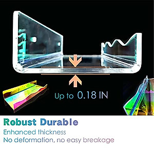 YMVV Large Iridescent Clear Acrylic Wall Mounted Floating Shelf,Room Wall Display Bookshelf,Modern 15.7 in Thickened Bathroom Storage Ledge Shelves Toy Display Organizer Decor 4 Pack