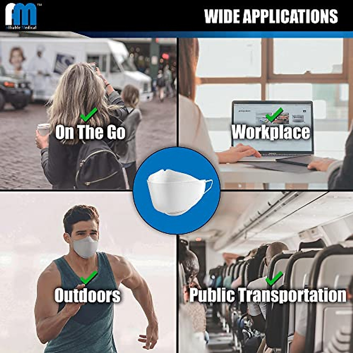 Alliable Medical [10Packs] KF-94 - Face Protective Mask for Adult (White) [Made in Korea] [10 Individually Packaged] Premium KF-94 Certified Face Safety White Dust Mask [English Packing]