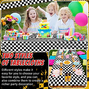 Breling 4 Packs Car Birthday Party Decorations Plastic Car Table Cloth Two Fast Disposable Race Road Checkered Party Supplies Car Theme Party Favors for Birthday, 54 x 108 Inch