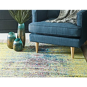 Unique Loom Vita Collection Saturated Over-Dyed Traditional Gradient Area Rug, 2 ft 2 in x 3 ft, Olive/Yellow