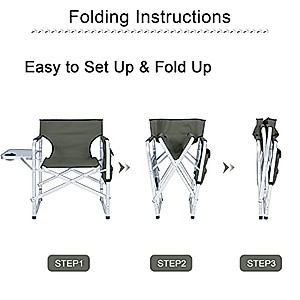 ABCCANOPY Folding Directors Chair Outdoor Camping Chair Makeup Artist Chair with Side Table & Pockets, Dark Gray