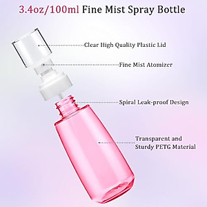 Cosywell Fine Mist Spray Bottle TSA Approved 3.4oz/ 100ml Empty Cosmetic Refillable Travel Containers Plastic Hair Spray Bottle Sprayer for Perfume Skincare Makeup Lotion (3color)