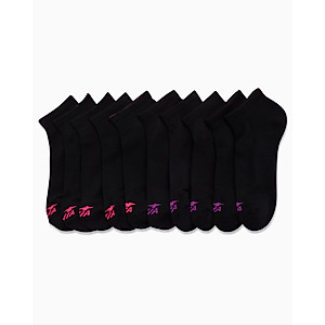 Avia Women's Quarter Socks - 10 Pack Cushioned Athletic Ankle Socks for Women - Women's Moisture Wicking Sports Socks (4-12), Size 4-9, Black