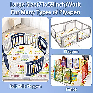 ChildLike Lion Baby Play Mat - Comfortable Non-Slip Tummy Time Mat for Floor Crawling, 71x59 Inch