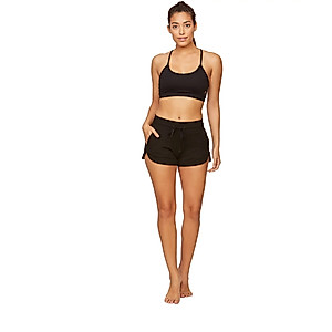 Colosseum Active Women's Junior Fit Four Way Stretch Micro French Terry Dolphin Lounge Short with Pockets (Black, Large)