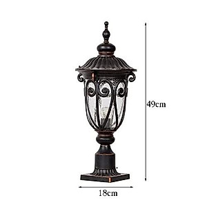 MODEBHD 49cm, Outdoor Glass Floor Lamp Bottom Light Die-cast Aluminum Column Light Waterproof IP55 Pillar Post Light Garden Decoration Park Fence Garden Villa E27 Lighting