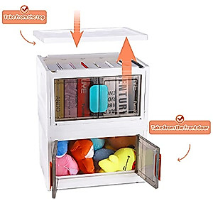 Chemailon Storage Bin with Lid,29 Qt Clear Plastic Toy Organizer Box with Wheels and Visible Clear Door for Home Closet 9.4 x 11.4 x 15.7 Inches 2 Pack