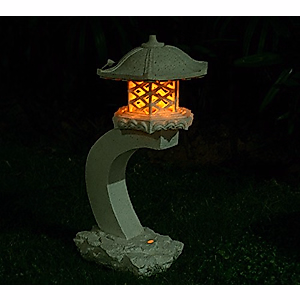 TIAAN 24”Height Japanese Style Lantern Solar Garden lamp Solar Pagoda Light