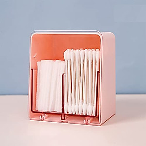 Qtip Holder Canisters Bathroom Cosmetic Makeup Pads Cotton Swabs Storage Organizer Container with 2 Grids, Bathroom Dresser Counter-top Office Desktop Storage Dispenser, Pink
