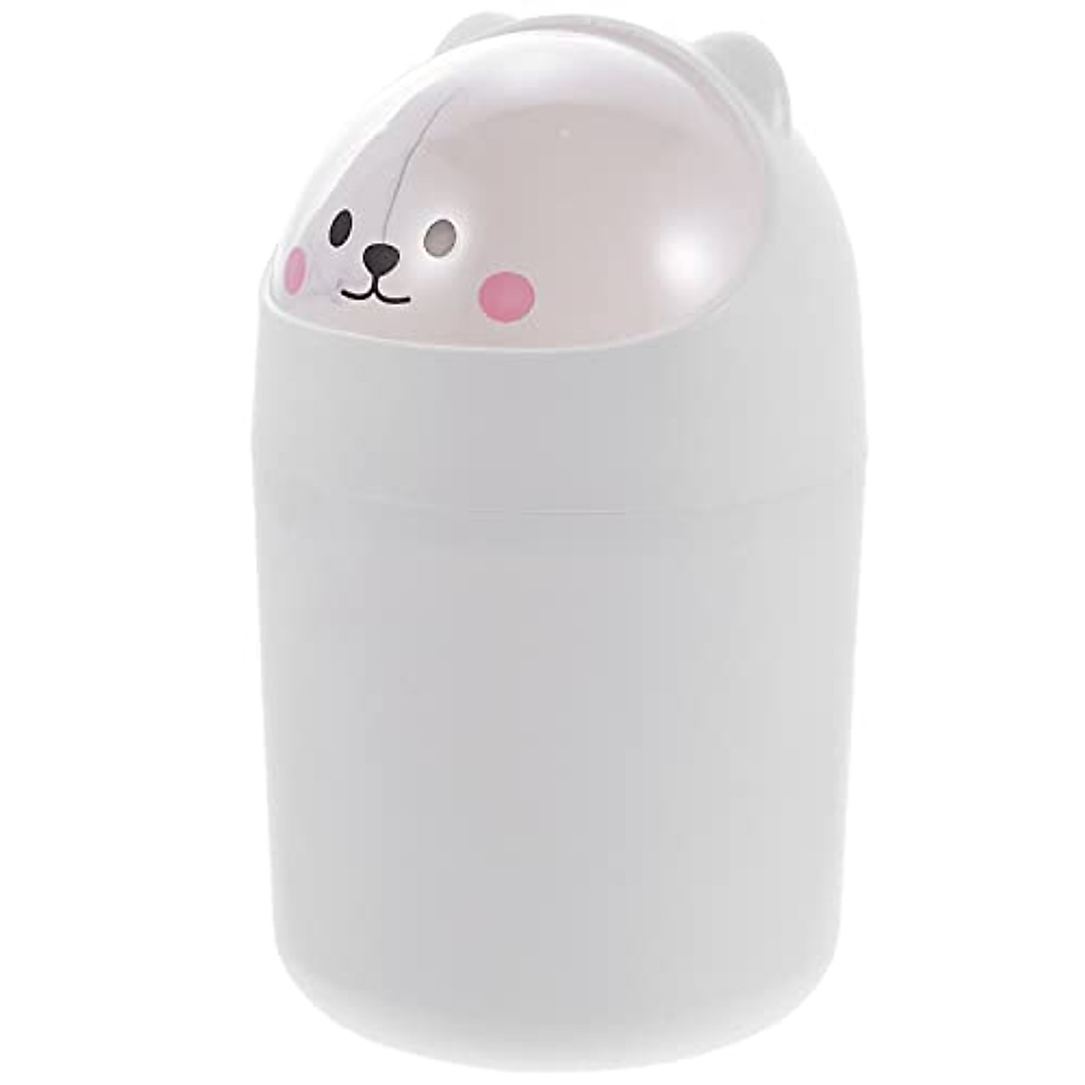 Cabilock 2pcs Desktop Bin Living Brush Room Bathroom Garbage Lid Vanity Bucket Rubbish Makeup Shape Wastebasket Can Waste Office Lovely Cartoon White for Small with Animal Desk Holder