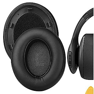 Geekria QuickFit Protein Leather Replacement Ear Pads for JBL Everest Elite 700, V700NXT Headphones Ear Cushions, Headset Earpads, Ear Cups Repair Parts (Black)