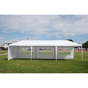 DELTA 12'x30' WDMT PE Party Tent, Wedding Tent, Outdoor Event Canopy, Backyard Garden Shelter Gazebo, Galvanized Steel Frame, Metal Connectors, Carry Bags