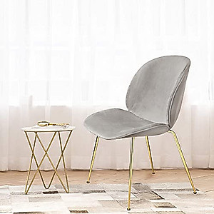 GIA Contemporary Dining Chair with Velvet Upholstery, Qty of 2, Light Gray