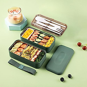 Plastic Bento Box Adult Lunch Box Lunch Box with 2 Compartments Ideal for Work & On-The-Go