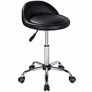 Yaheetech Height Adjustable Rolling Swivel Salon Stool Chair Hydraulic Ergonomic with Backrest Wheels for Tattoo Massage Facial Spa Manicure Dentist Clinic,Black