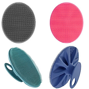 Food-grade Soft Silicone Body Cleansing Brush Shower Scrubber, Gentle Exfoliating and Massage for all Kinds of Skin (Pack of 4)
