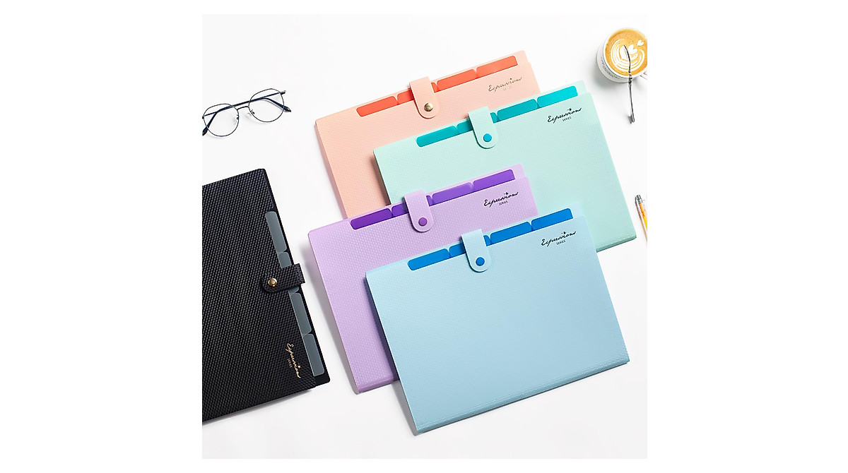 Sooez Cute Folders: Stylish 5-Pocket Document Organizer for School & Office