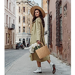 YXILEE Zipper Straw Bags For Women | Straw Purse Woven Handmade Summer Handbag for Travel Beach