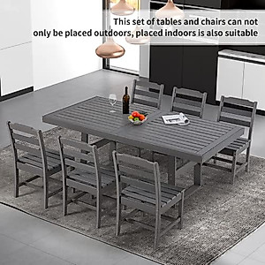 Erinnyees HDPE 7 Piece Patio Dining Set, Garden Furniture Set-6 Patio Dining Chairs and 1 Rectangle Dining Table, Patio Furniture Sets Made of HDPE Material for Backyard, Porch, Lawn and Garden,Gray