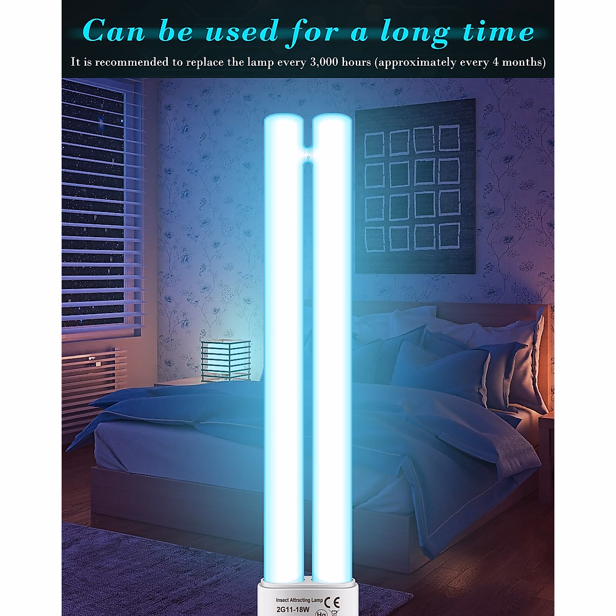 PACETAP 18W H-Shaped Replacement Bulbs Compatible with 18W Indoor Outdoor Lamps, 2G11 18Watt Single Twin Tube Bulb with 4 Pin Base for Home