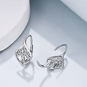 WINNICACA Tree of Life Earings for Women Sterling Silver Tree of Life Leaver back Earrings Tree of Life Jewelry Gifts for Women Birthday