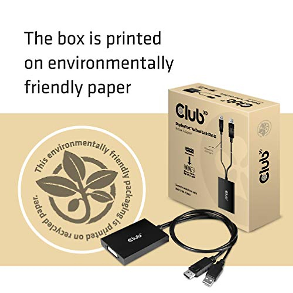 Club 3D CAC-1010 DisplayPort to DVI Dual-Link DVI-D Active Adapter for Your Monitor/Display - USB A Powered – 2560x1600 Resolution HDCP Supported NOT for Apple Cinema Monitors, Black