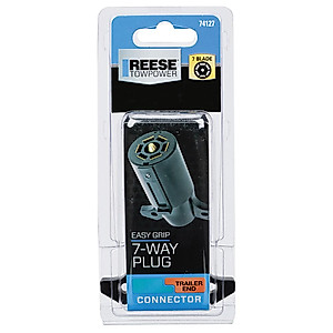 Reese Towpower 74127 Plastic 7-Way Flat Blade Trailer End Connector - Black