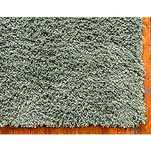 Unique Loom Davos Shag Collection Modern Luxuriously Soft & Cozy Shag Area Rug (4' 0 x 6' 0 Rectangular, Sage)