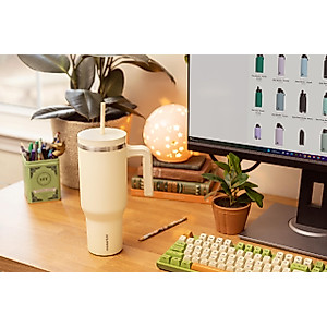 Hydrapeak Voyager 40 oz Tumbler with Handle and Straw Lid | Reusable Stainless Steel Water Bottle Travel Mug Cupholder Friendly | Insulated Cup | Holiday Gifts for Women Men Him Her (Cream Leopard)