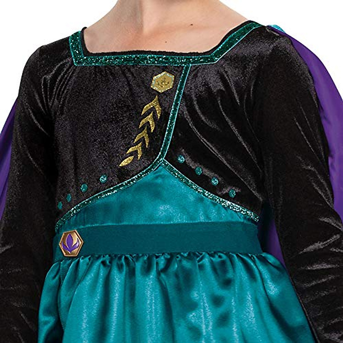 Disney Frozen 2 Anna Costume for Girls, Deluxe Dress and Cape Outfit, Child Size Medium (7-8)