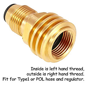 Uenede Brass Propane Tank Adapter Converts POL LP Tank Service Valve to QCC1/Type1 Hose or Regualtor Old to New Type Connection