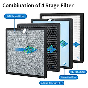 GoKBNY 2-Set HJ-H23 Replacement Filter Compatible with Hejiko HJ-H23 Purifier, 2 True H13 HEPA Filters + 2 Activated Carbon Filters
