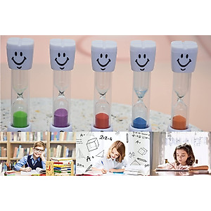 Yuronam 2 Minute Sand Timer Set, 8 Pack Colorful Smiley Hourglass Timers for Kids Proper Tooth Brushing