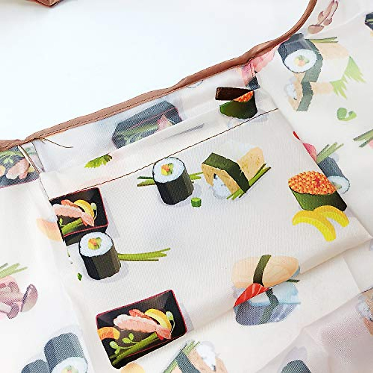 allydrew Large Foldable Tote Nylon Reusable Grocery Bag, Sushi