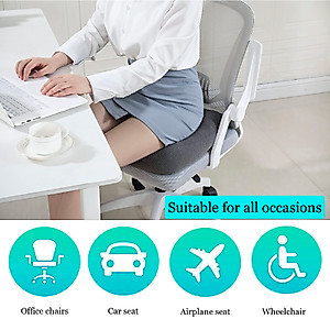 Seat Cushions for Office Chairs, Tailbone Pain Relief Cushion, Ergonomic Orthopedic Chair Seat Cushions Seat Pillow for Office, Home Chair, Car, Wheelchair, Hip, Coccyx, Sciatic (Grey)