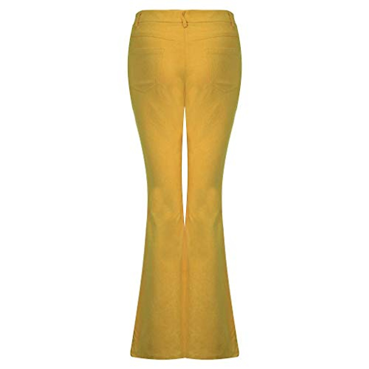 Lazapa Casual Pants for Women, Fall Winter Stretch Slim Tassel Corduroy Flare Jeans Button Zipper High Waist Bell Bottom Yellow