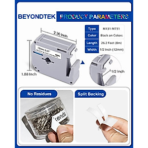 6-Pack Compatible with Brother P-Touch M-231 M Tape M-K 131 MK 231 431 531 631 731 Label Tape for Brother PT-65 PT-90 PT-M95 PT-70BM PT-45 Label Maker Tape 12mm 0.5 Inch x 26.2 Ft