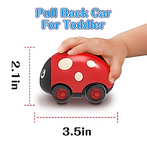 BOBBYBANG Toddler Toys for 3 4 Year Old Girls Boys, Pull Back Cars Gifts for 3 4 Year Old Girls, Friction Powered Vehicle Playset Toddler Toys for Girls Age 3, Push and Go Back Baby Car Toys (4 Pack)