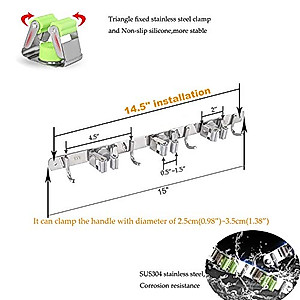 EVV Broom Holder Wall Mount 2 Packs Broom Holder Organizer with 3 Utility Racks 4 Hooks,Broom Mop Hanger,Organizer,Holder, Hooks,Storage for Laundry Room Garden Garage Closet Kitchen