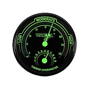 WACOOL Mini Analog Thermometer Hygrometer Pack of 2PCS, Dial Temperature Humidity Gauge Terrarium Thermometer Celsius and Fahrenheit, Night Luminous
