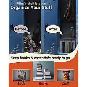 Piffny Versatile Metal Mesh Organizer Shelf, Stackable, for Standard Size School Lockers, Also for Gym and Work Lockers, or Even Kitchen Cabinets & Under Sink Organization