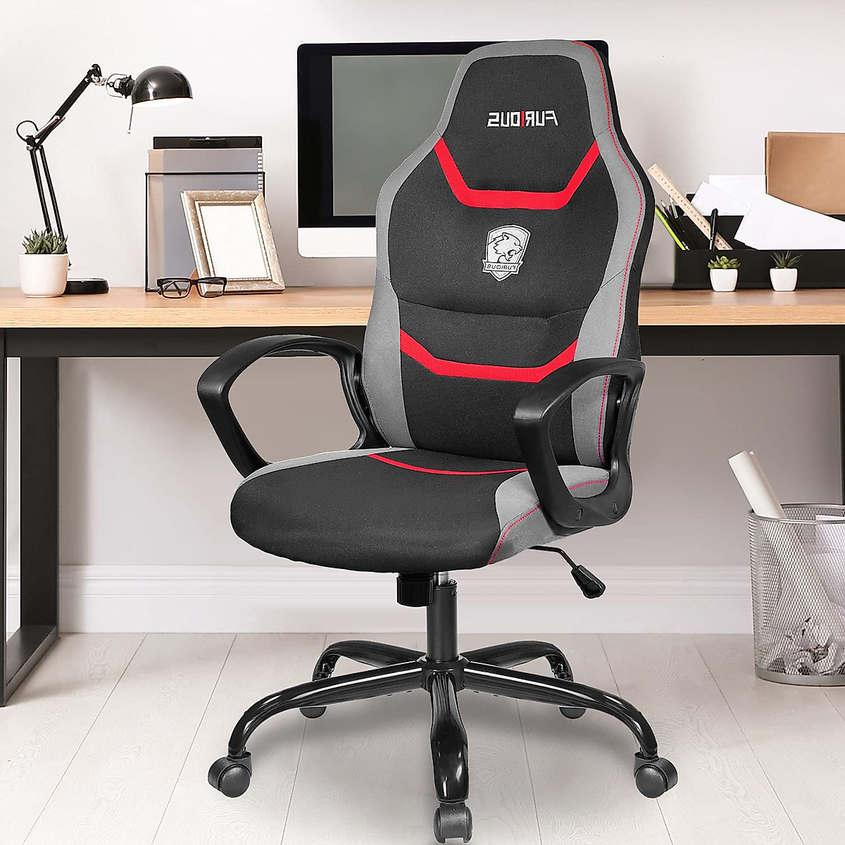iooHug Computer Gaming Chair Cheap, Ergonomic Racing Chair Headrest with Lumbar Support, Home Office Desk Chair Adjustable Mesh, Video Game Chairs for Teens Red