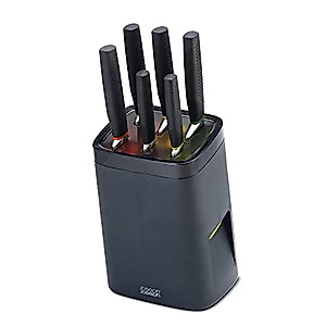 Joseph Joseph LockBlock Stainless Steel Knife Set with Self Locking Knife Block, 6-Piece, Black