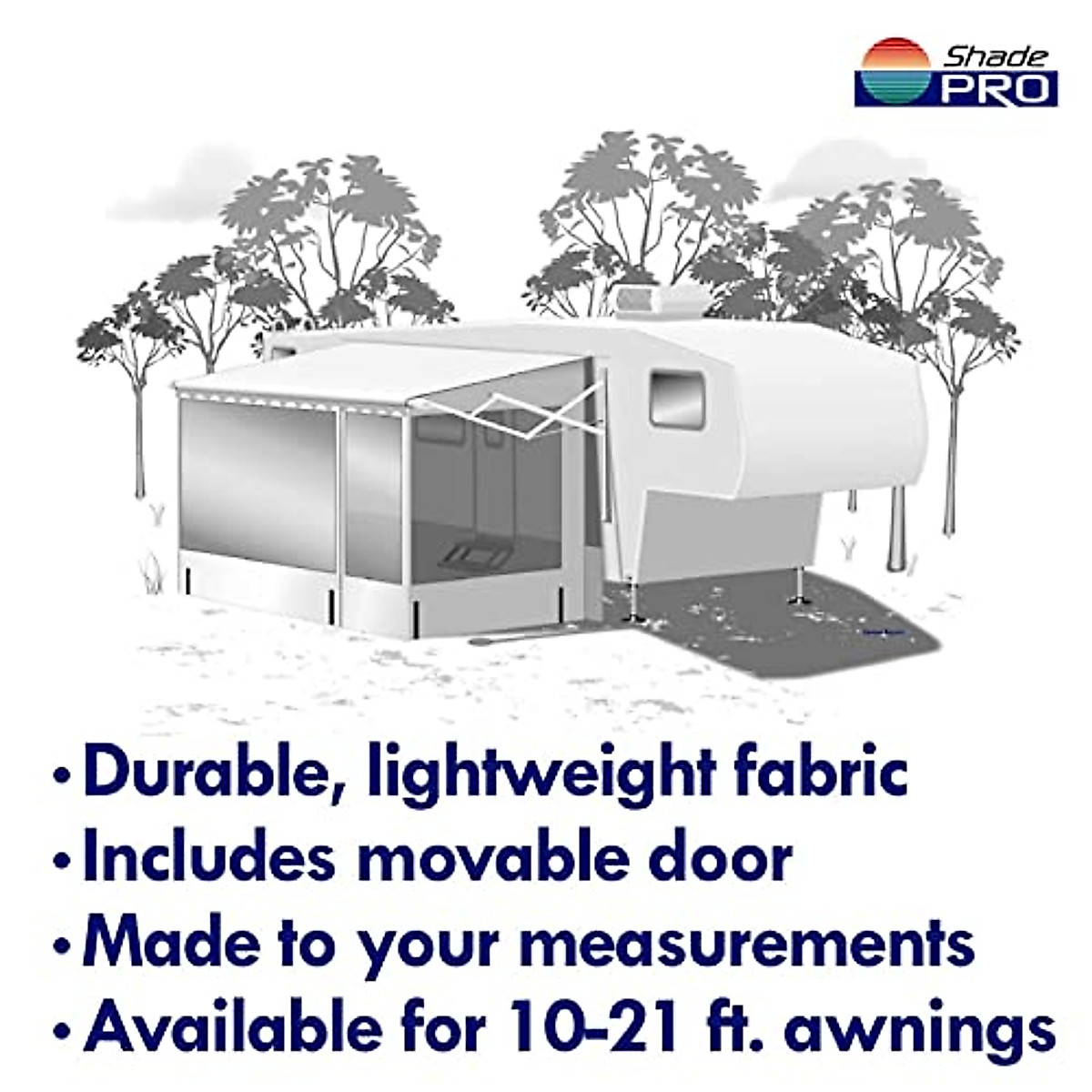 ShadePro - Villa RV Awning Screen Room - Add Room for Your Family Under Your RV Awning - Camper Screen Room for RV Patio or Porch Enclosure - Size 18 feet