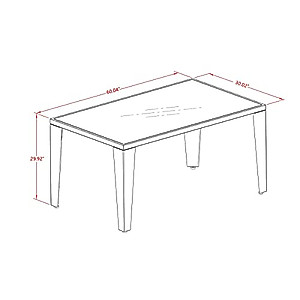East West Furniture GUOS5-03A 5 Piece Outdoor Patio Conversation Sets Includes a Rectangle Wicker Dining Table with Glass Top and 4 Balcony Backyard Armchair with Cushion, 36x60 Inch, Natural Linen