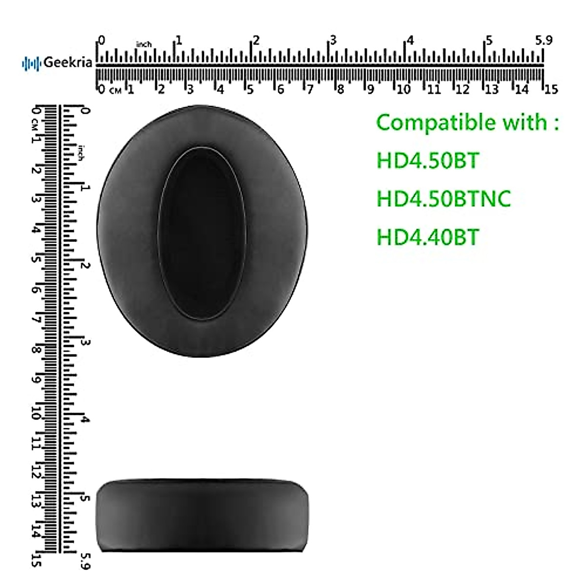 Geekria QuickFit Replacement Ear Pads for Sennheiser HD4.50BT, HD4.50BTNC, HD4.40BT, HD4.30G, HD4.20S, HD458BT, HD450, HD450BT, HD400S, HD350BT Headphones Ear Cushions, Headset Earpads, Ear Cups