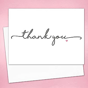 Thanks From The Heart Thank You Note Card Pack / 36 Thanks Greeting Cards With White Envelopes / 3 1/2" x 4 7/8" Generic Hearts Appreciation Blank Cards