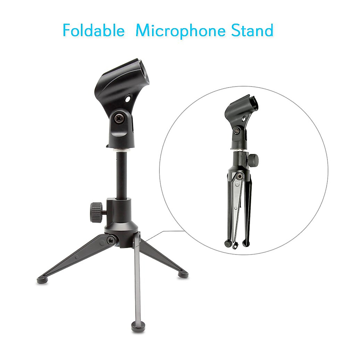 Pyle Desktop Tripod Microphone Stand - Adjustable Height 4.7'' to 8.7'' Inch High with Heavy Duty Clutch Support Weight 5 Lbs. - Ideal for Recording Podcast or Desktop Application PMKSDT25