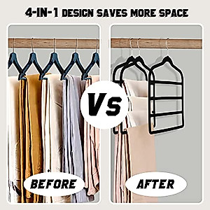5 Pack Multifunctional Pants Rack Closet Organizer, can Put Pants Scarf tie, 4 Layer Magic Pants Rack Slack Pants Rack Save Space Non-Slip